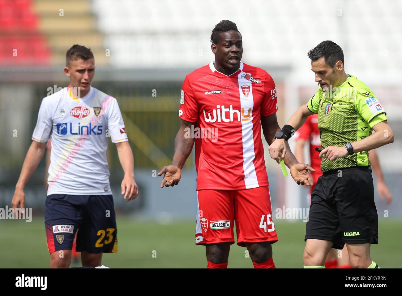 Monza, , 4th May 2021. Mario Balotelli of AC Monza reacts after being ...