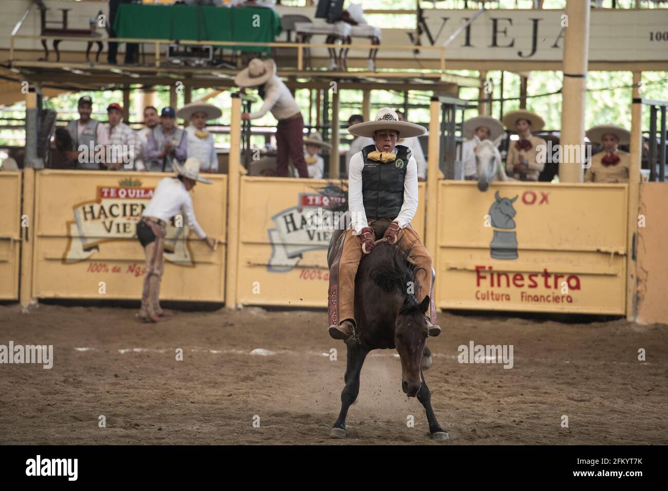 A charro showcases his skills in the thrilling bucking horse event at ...