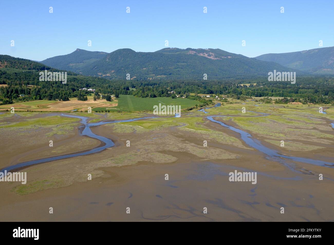 Aerial photograph of the Chemainus River Estuary, Chemainus Valley ...