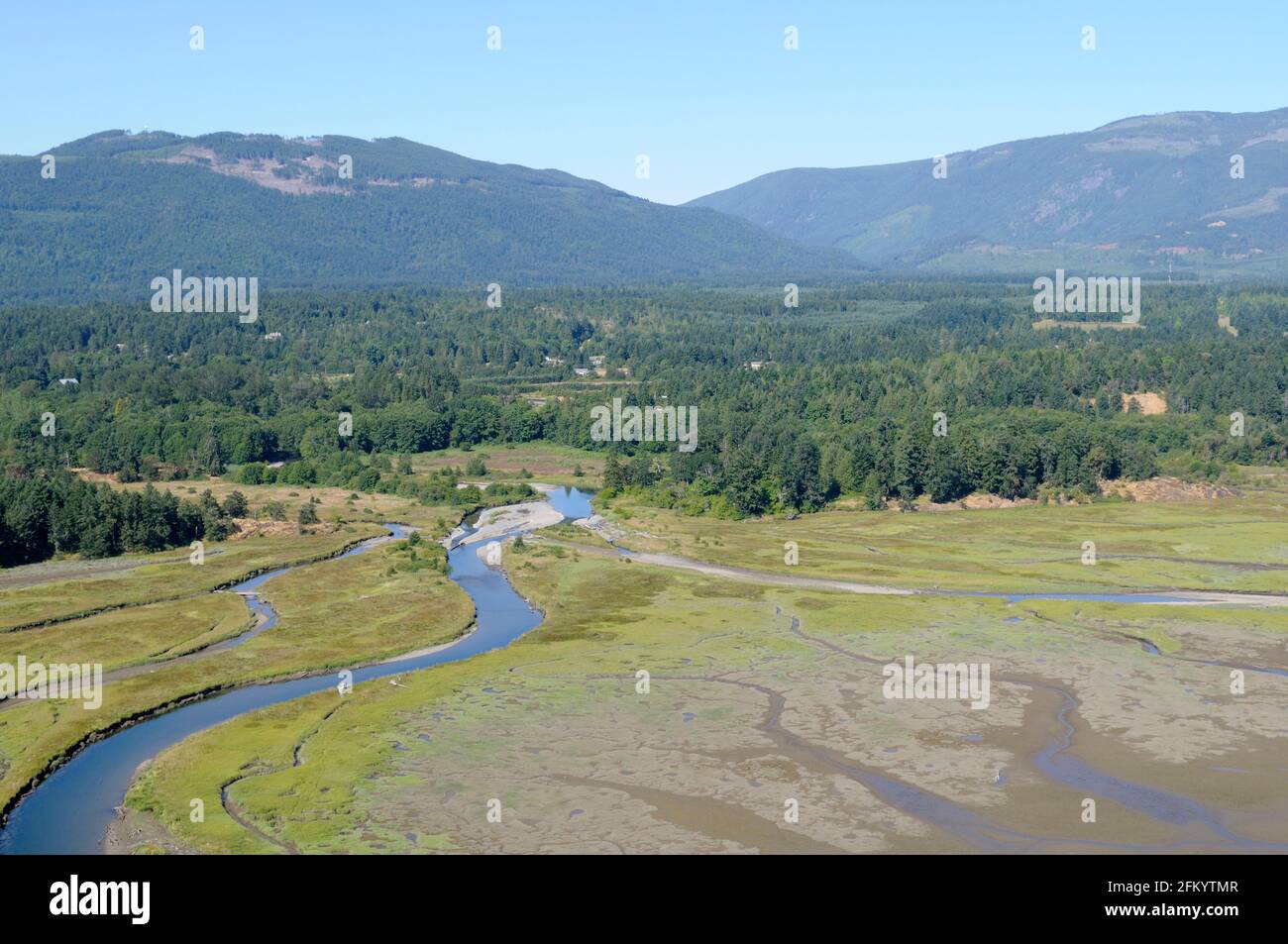 Aerial photograph of the Chemainus River Estuary, Chemainus Valley ...