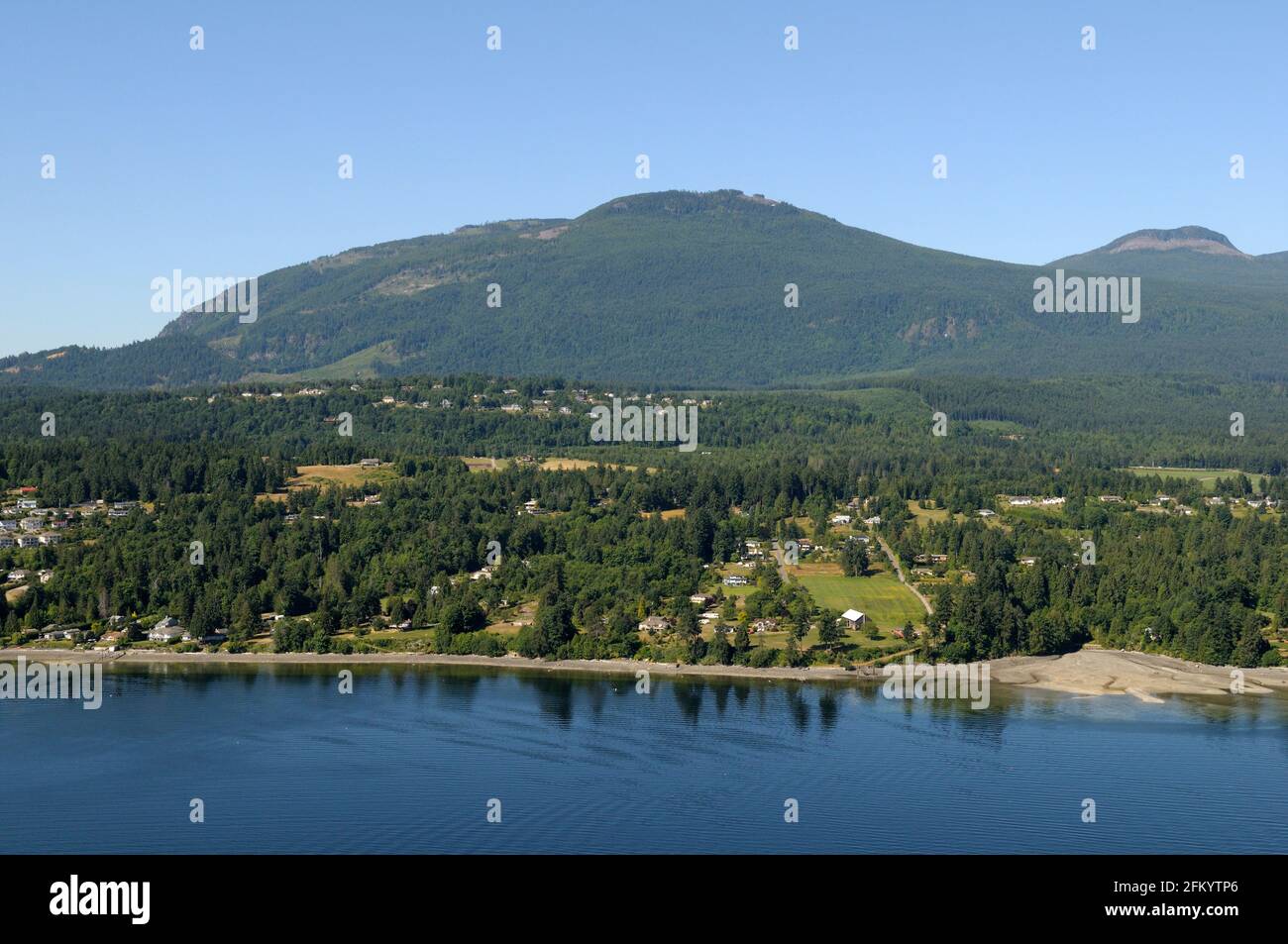 Aerial photograph of the Porter Creek Estuary with Mount Brenton in the ...