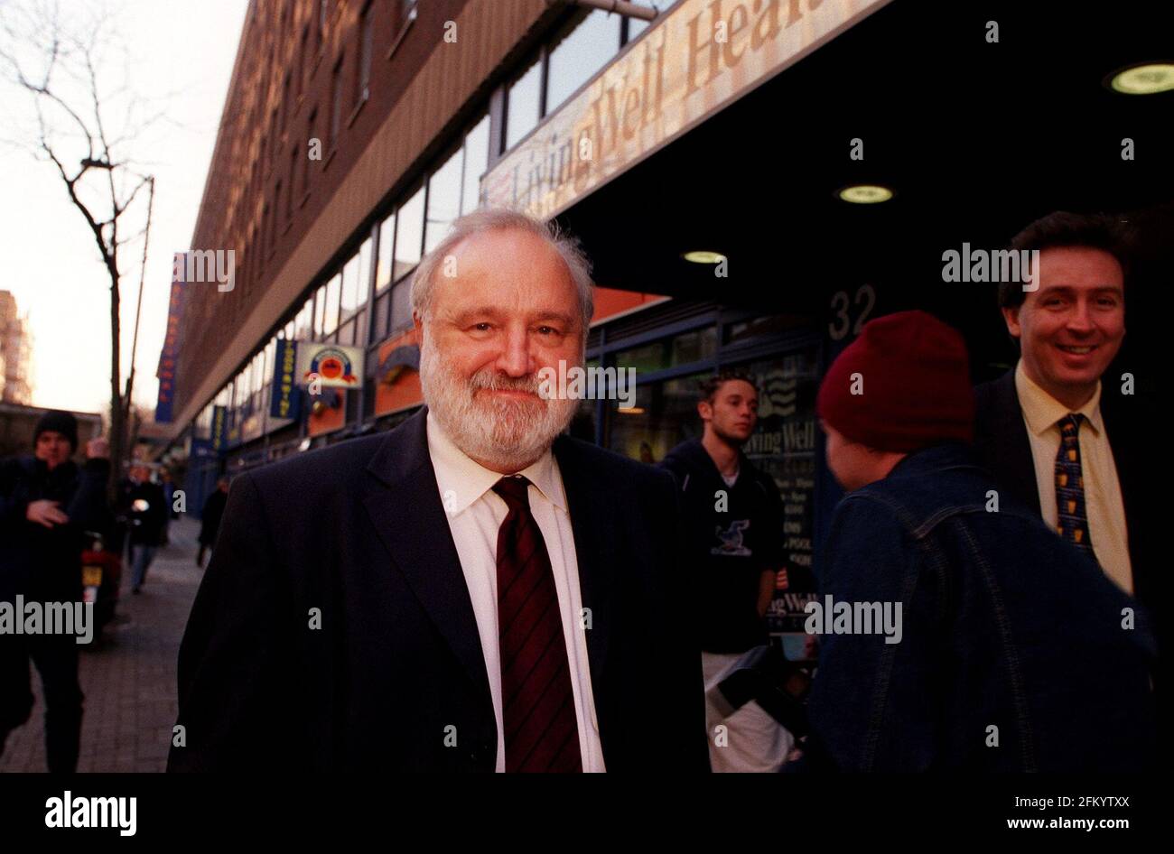 Frank Dobson Labour MP walking near Russell square while his wife was ...