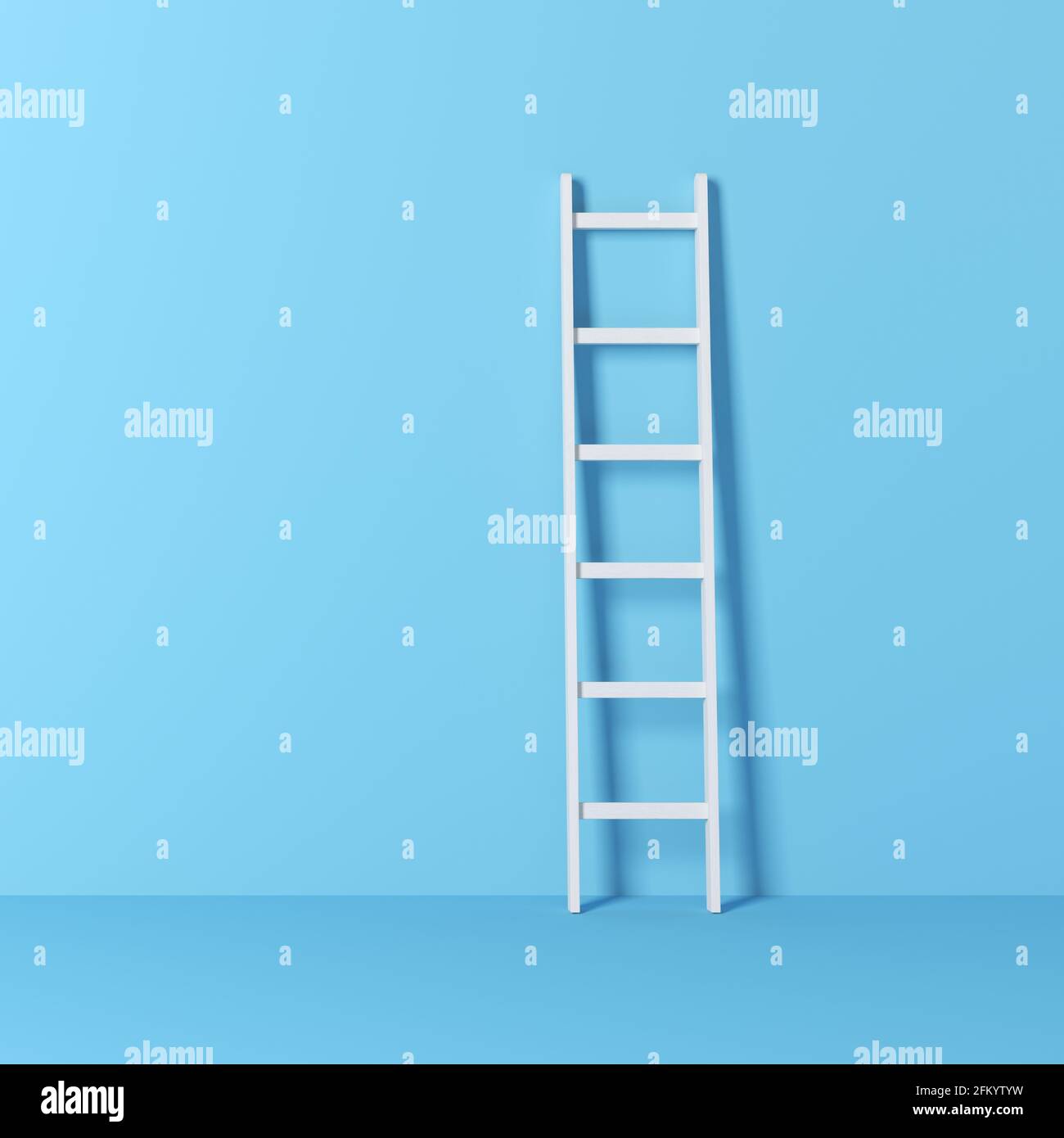 White wood ladder isolated on blue background. 3d illustration Stock ...
