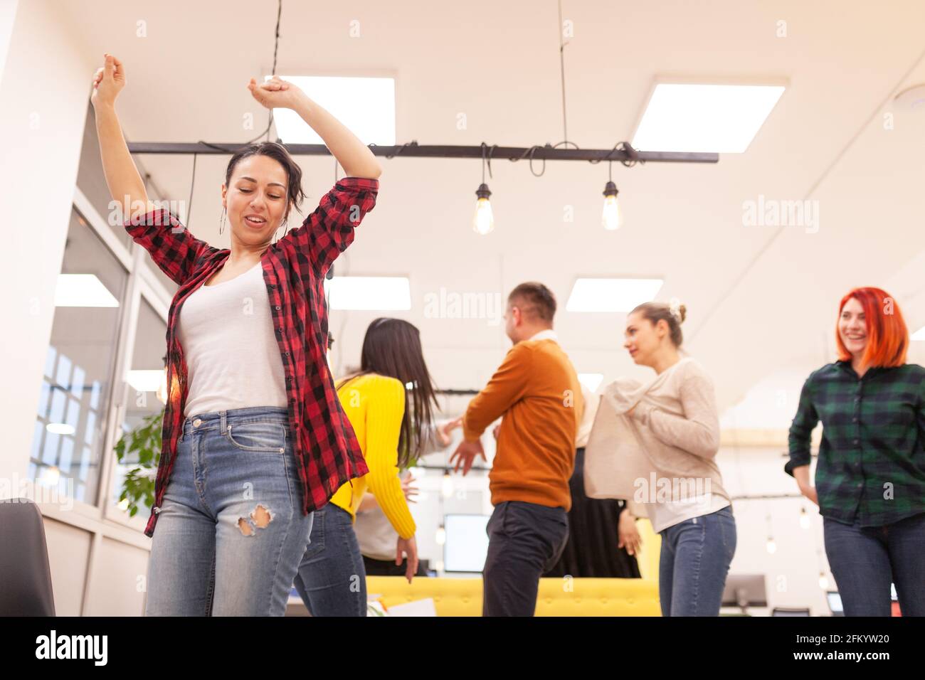 Team of successful multiethnic coworkers in modern office workplace ...