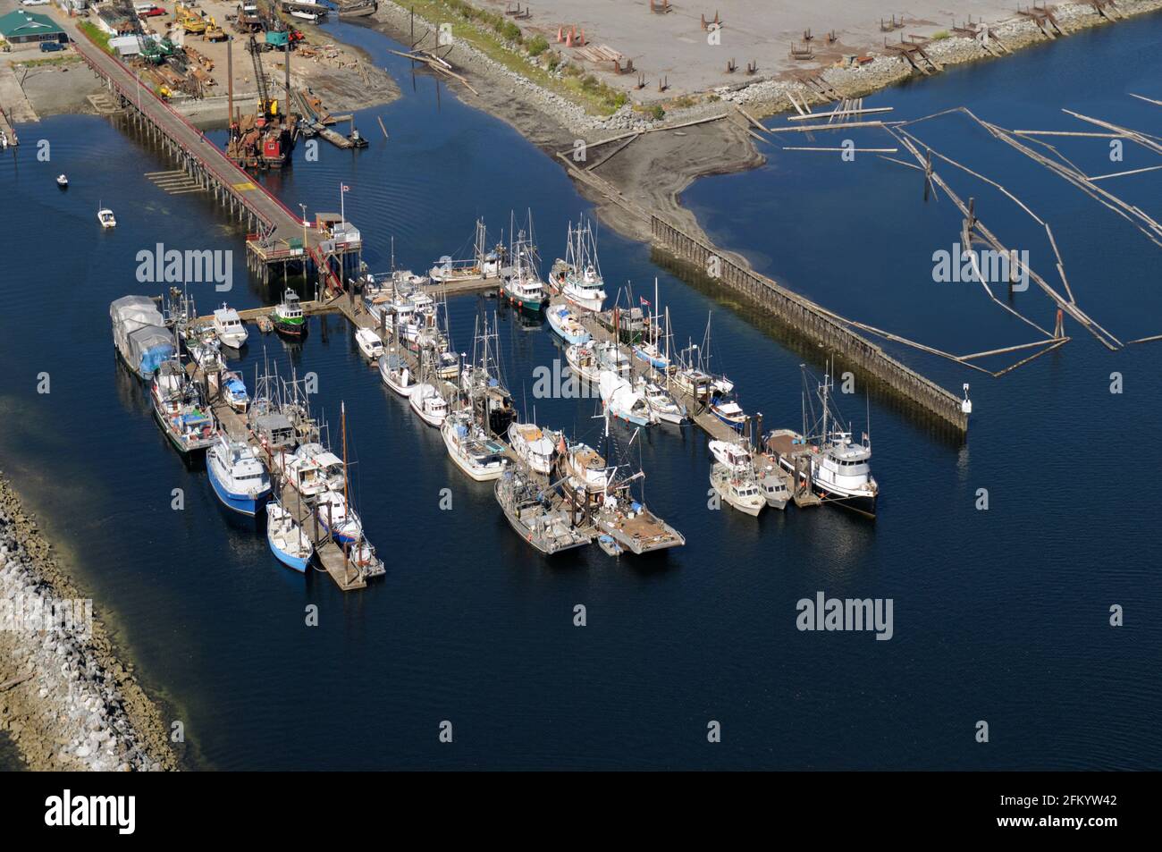 Aerial photo of boats at the Ladysmith Fisherman's Wharf. Ladysmith ...