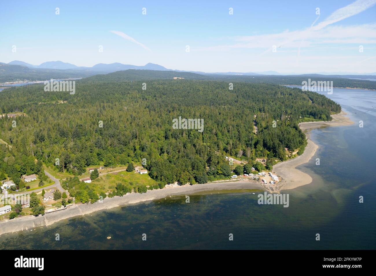 Aerial photograph of Coffin Point and Kulleet Bay, Vancouver Island ...