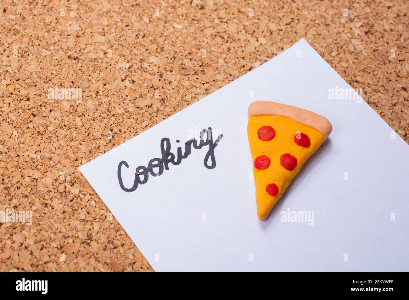 Piece of pizza Icon and cooking word. Cooking concept Stock Photo - Alamy