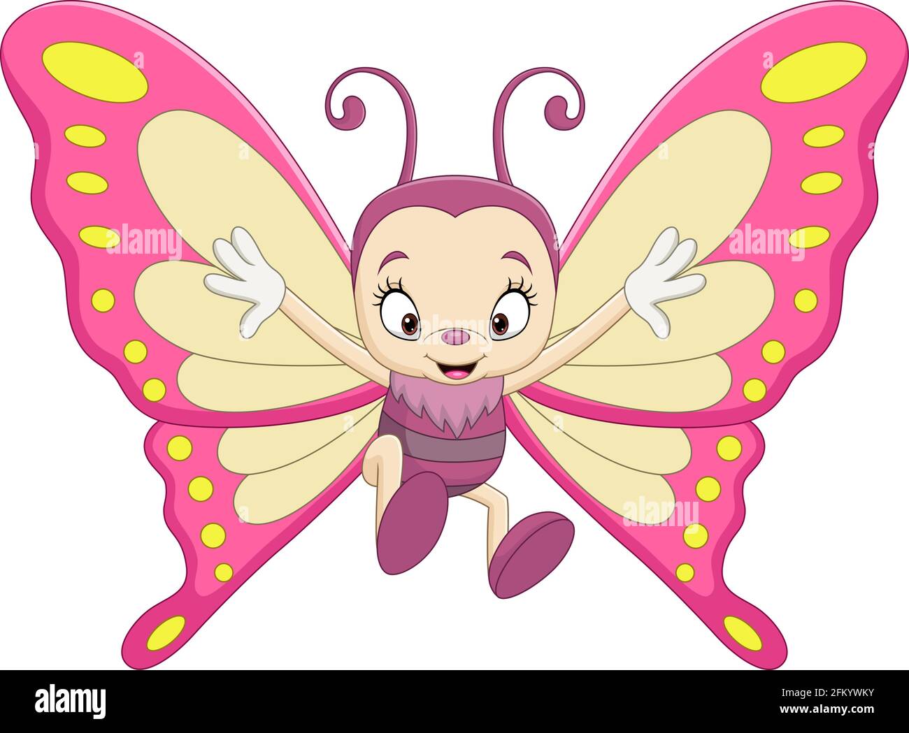 Cartoon funny butterfly on white background Stock Vector Image & Art ...