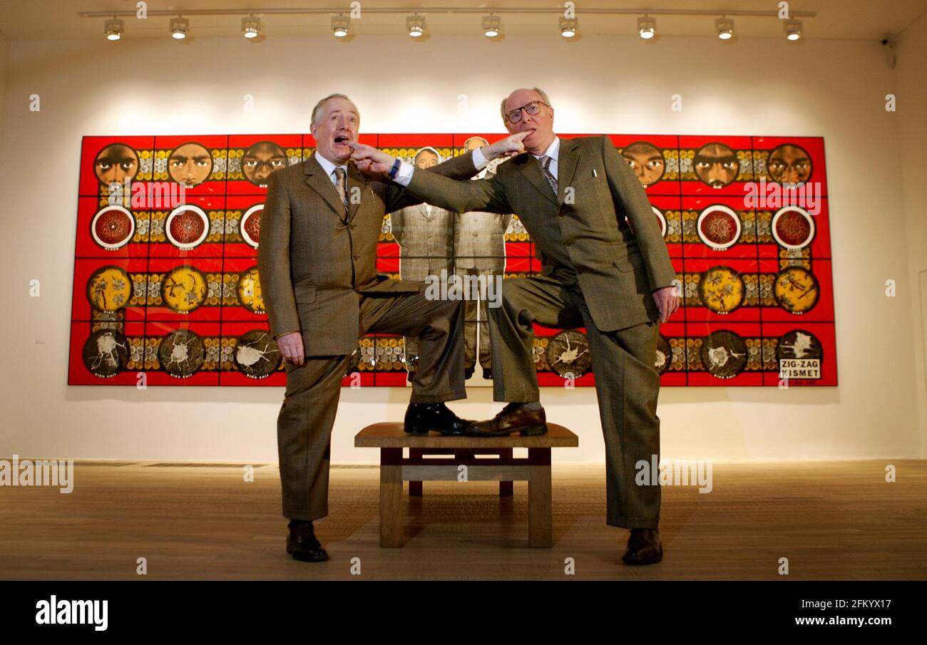 Artists Gilbert and George pose for photographers during the press ...