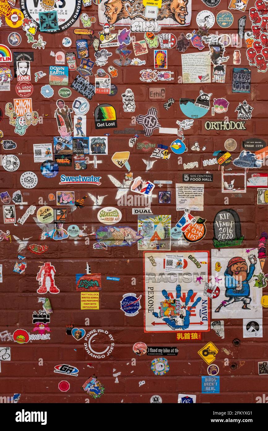 #ABQstickerwall (wall of stickers in downtown Albuquerque, N.M ...