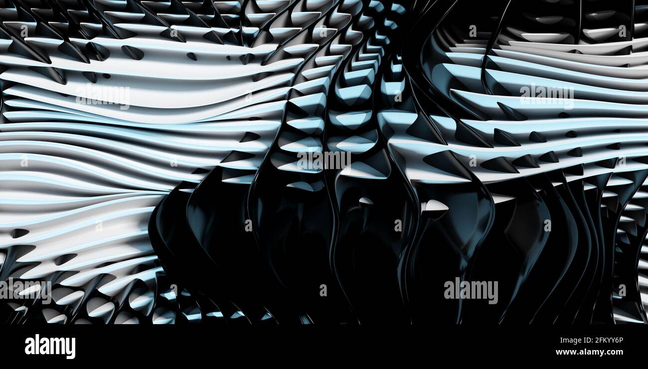 3d illustration of rows white, black portal, cave .Shape pattern ...
