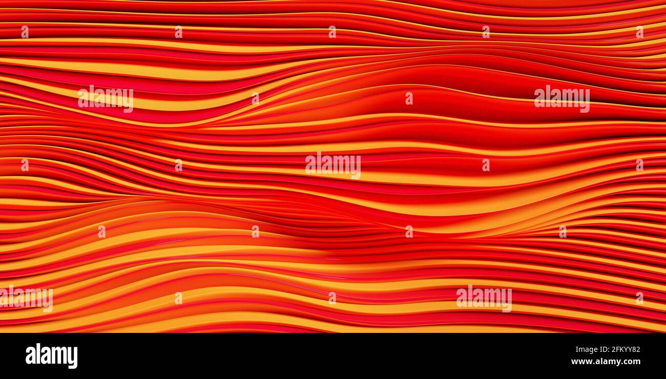 3d Illustration rows of orange line .Geometric background, weave ...