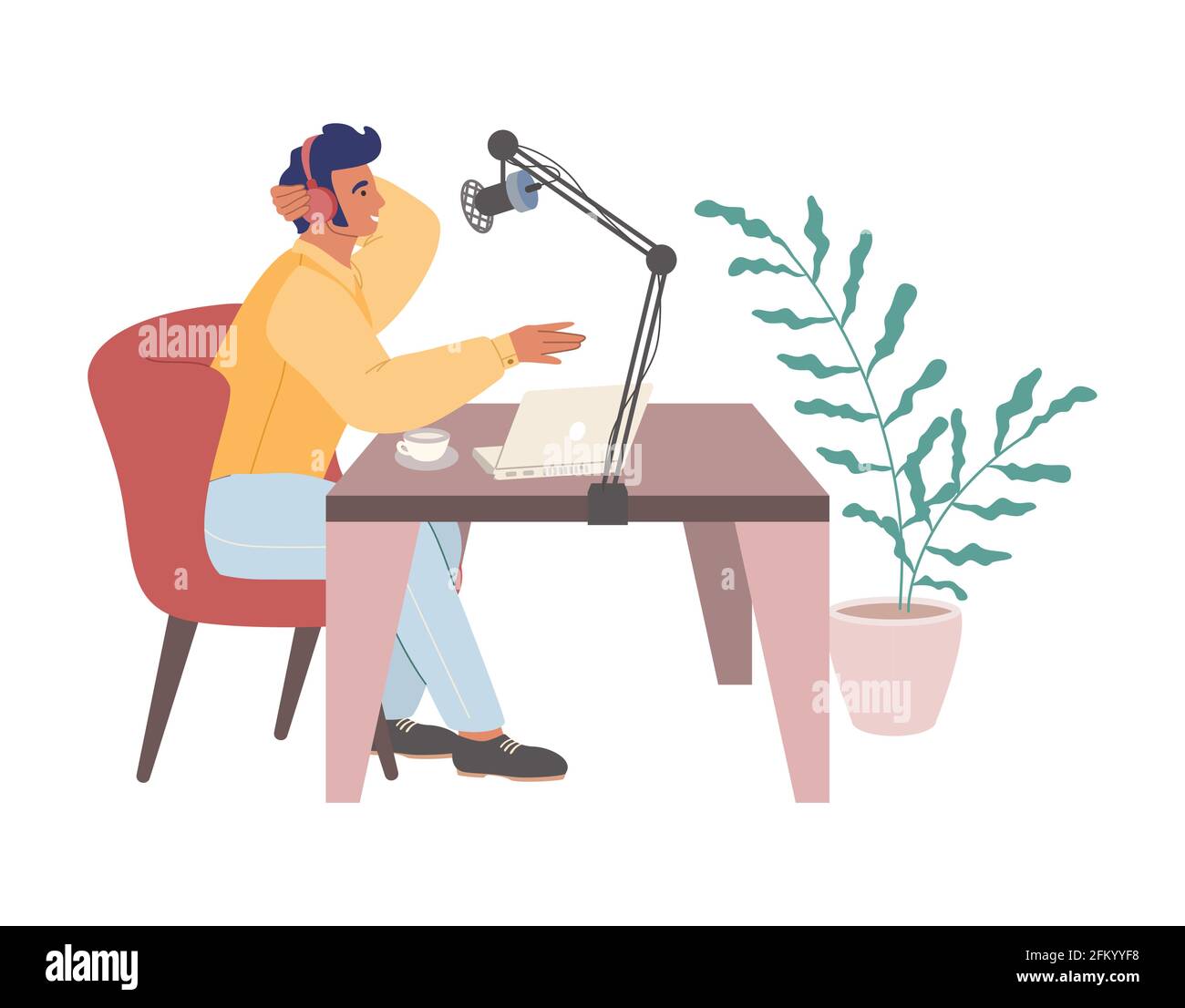 Radio studio young man Stock Vector Images - Alamy
