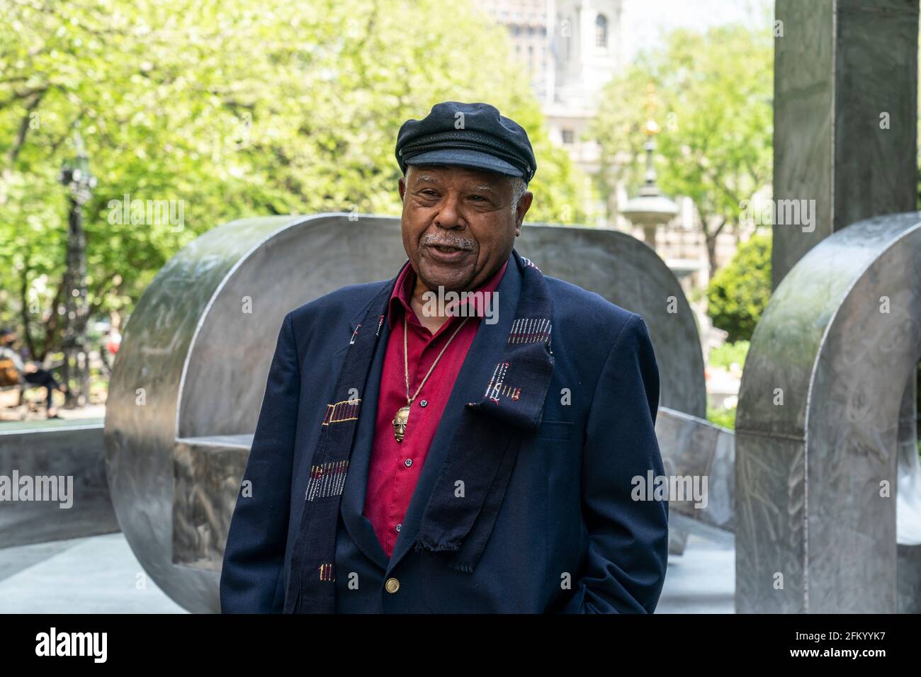 New York, NY - May 4, 2021: Artist Melvin Edwards attends unveiling of ...
