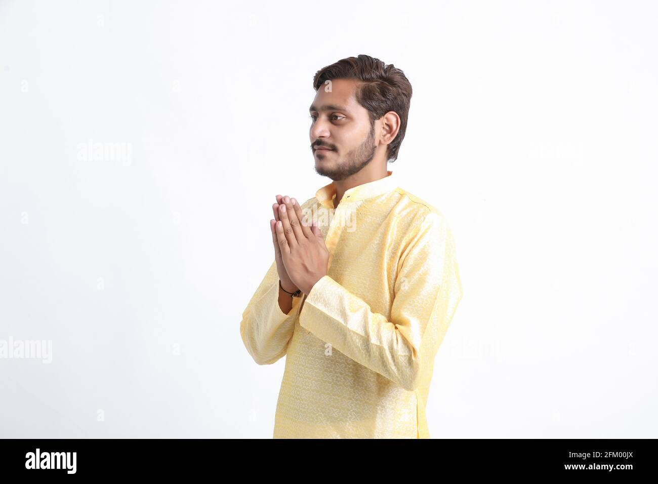 Handsome Young Indian Man Showing Namaste or welcome gesture, Isolated ...