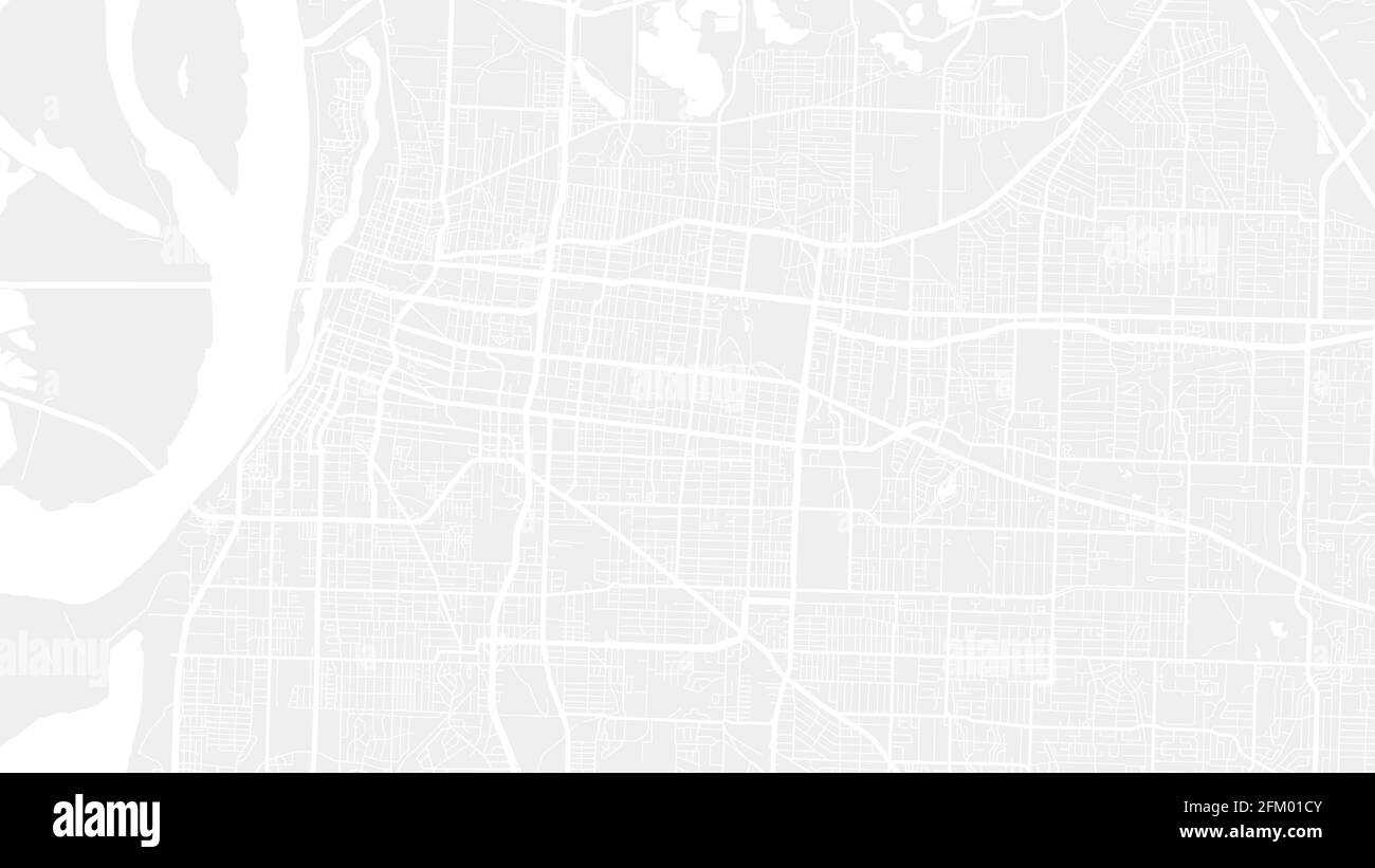 Light grey and white Memphis city area vector background map, streets and water cartography ...