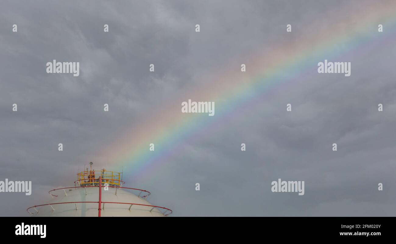 Industrial gas storage tank. LNG or liquefied natural gas reservoirs ...