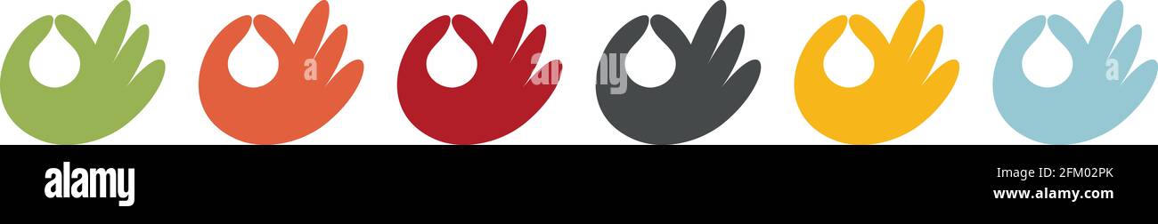 Coloured icons of hand signs to say OK Stock Photo - Alamy