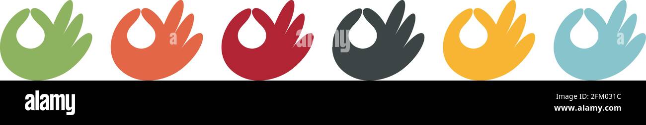 Coloured icons of hand signs to say OK Stock Vector Image & Art - Alamy