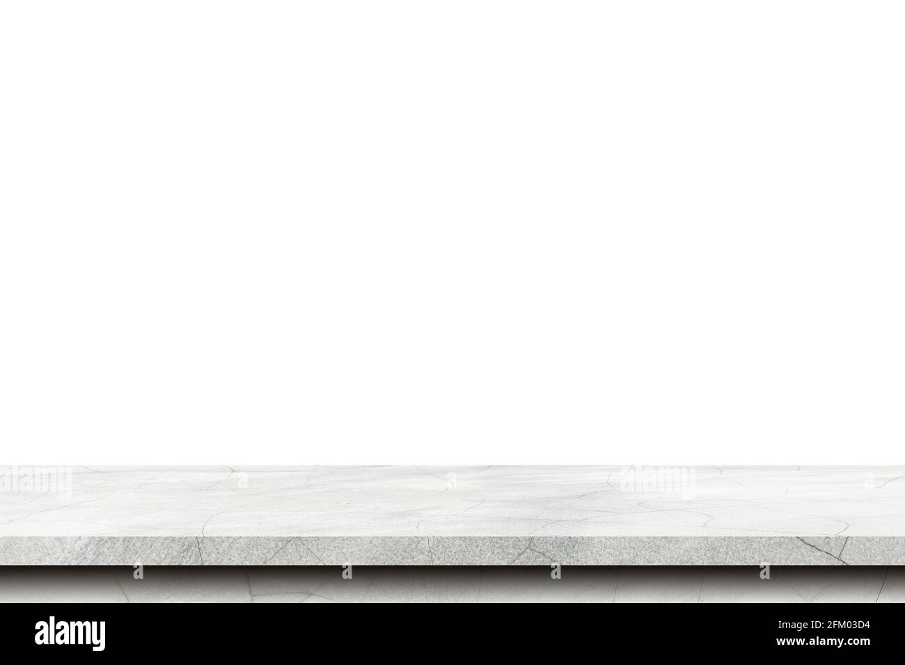 Empty cement table on isolated white background with copy space and ...