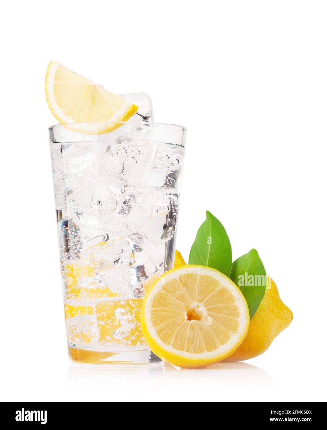 Fresh lemonade with ripe citrus fruits. Isolated on white background ...