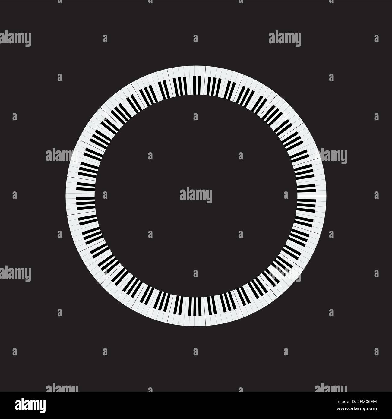 Plate piano key frame border. Piano keyboard Circle shape vector ...