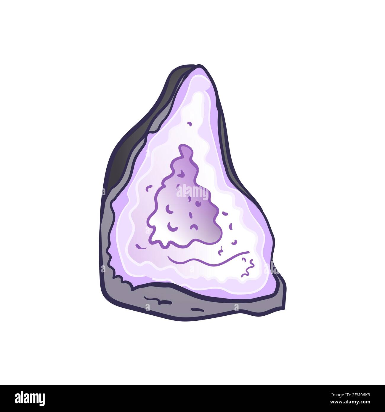 Amethyst geode slice with crock crust. Purple Quartz geode hand drawn ...