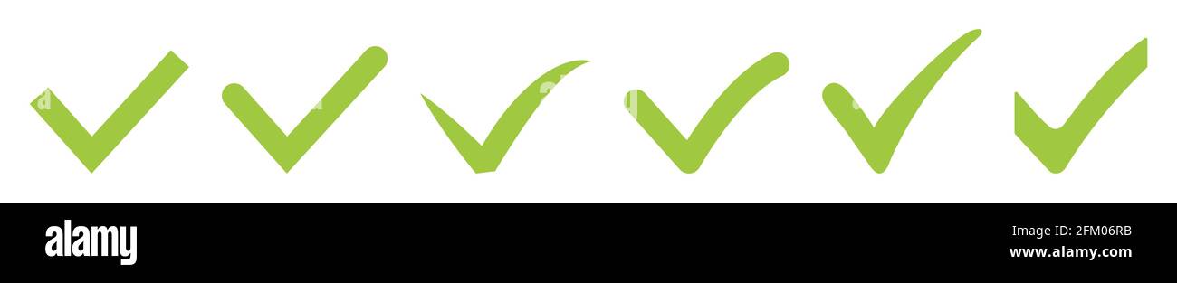 Set of green check mark icons. Accept, okay symbol for approvement or ...