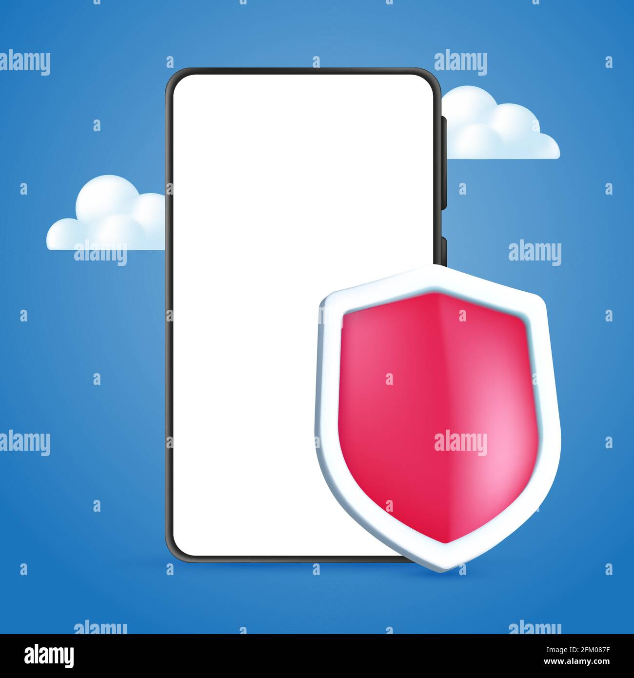 Mobile phone cybersecurity service design concept with an empty white ...