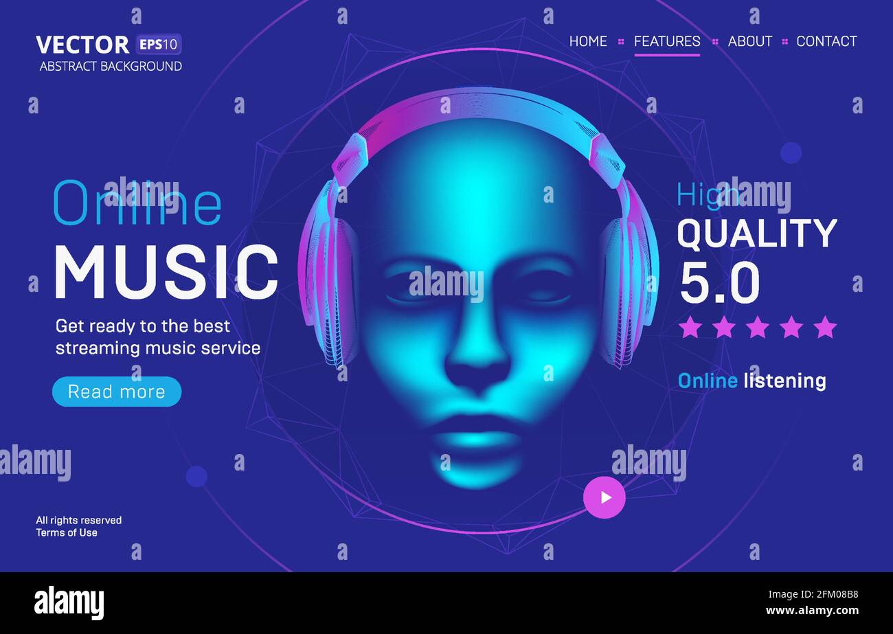 Online music streaming service landing page template with a high ...