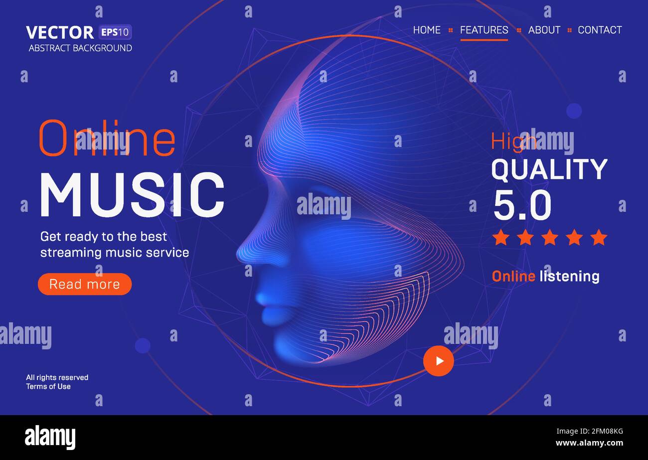 Online music streaming service landing page template with a high ...