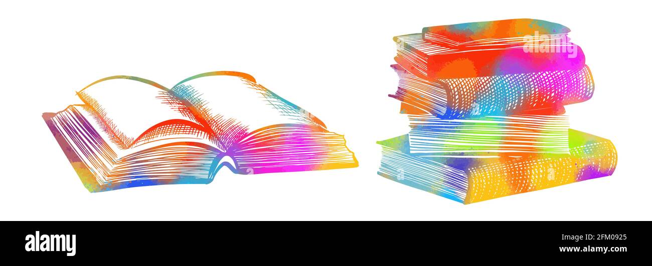 Stack Of Books Graphic Open Book Multi Colored Books Graphic