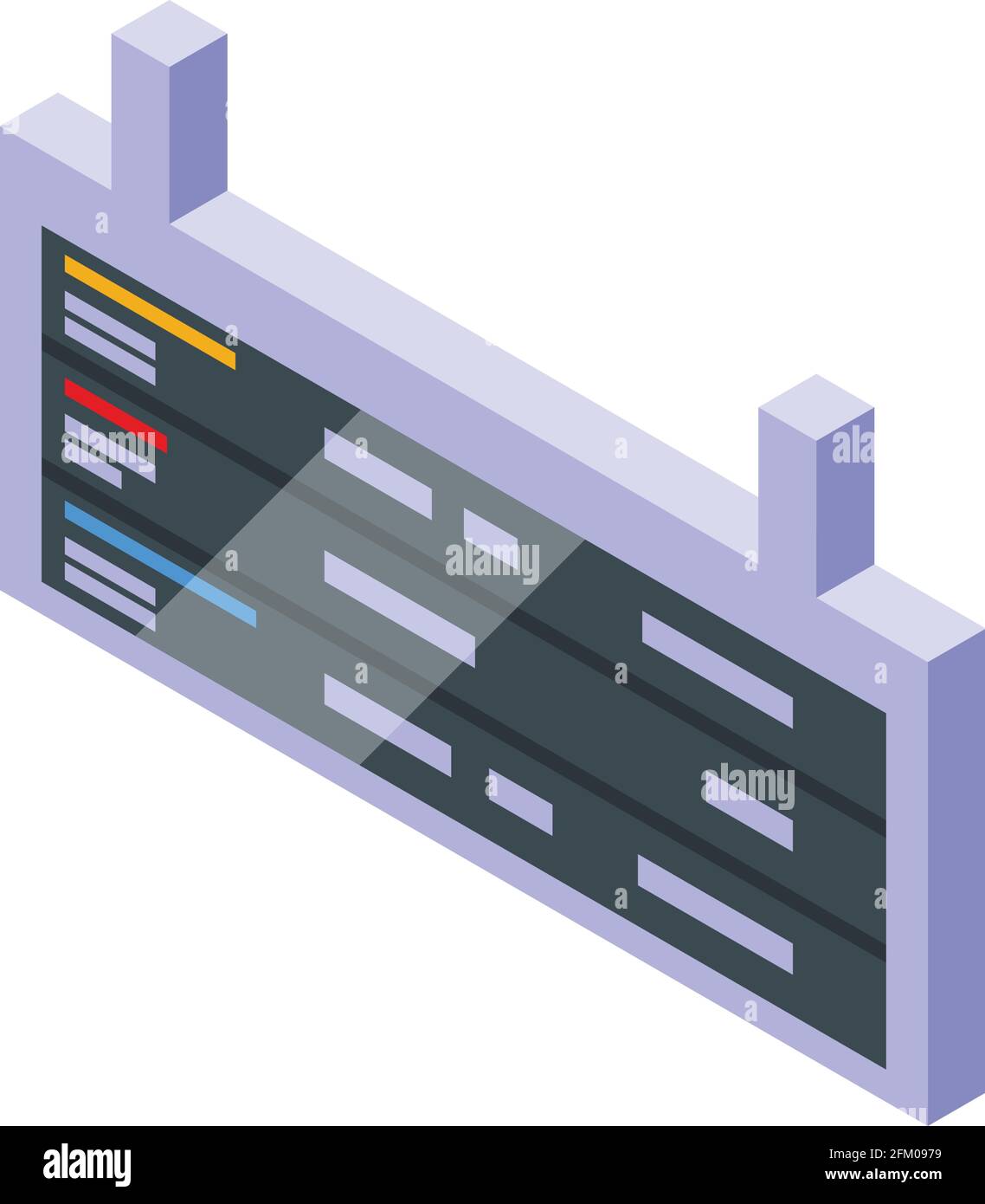 Railway schedule icon. Isometric of Railway schedule vector icon for ...