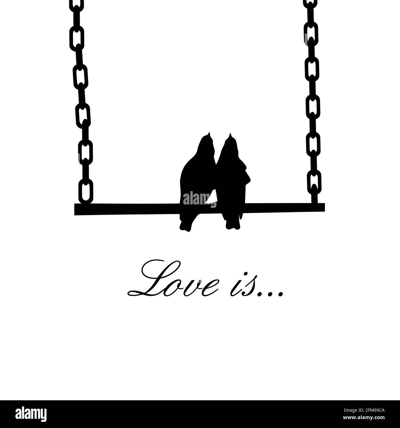 Love birds vector card Black and White Stock Photos & Images - Alamy