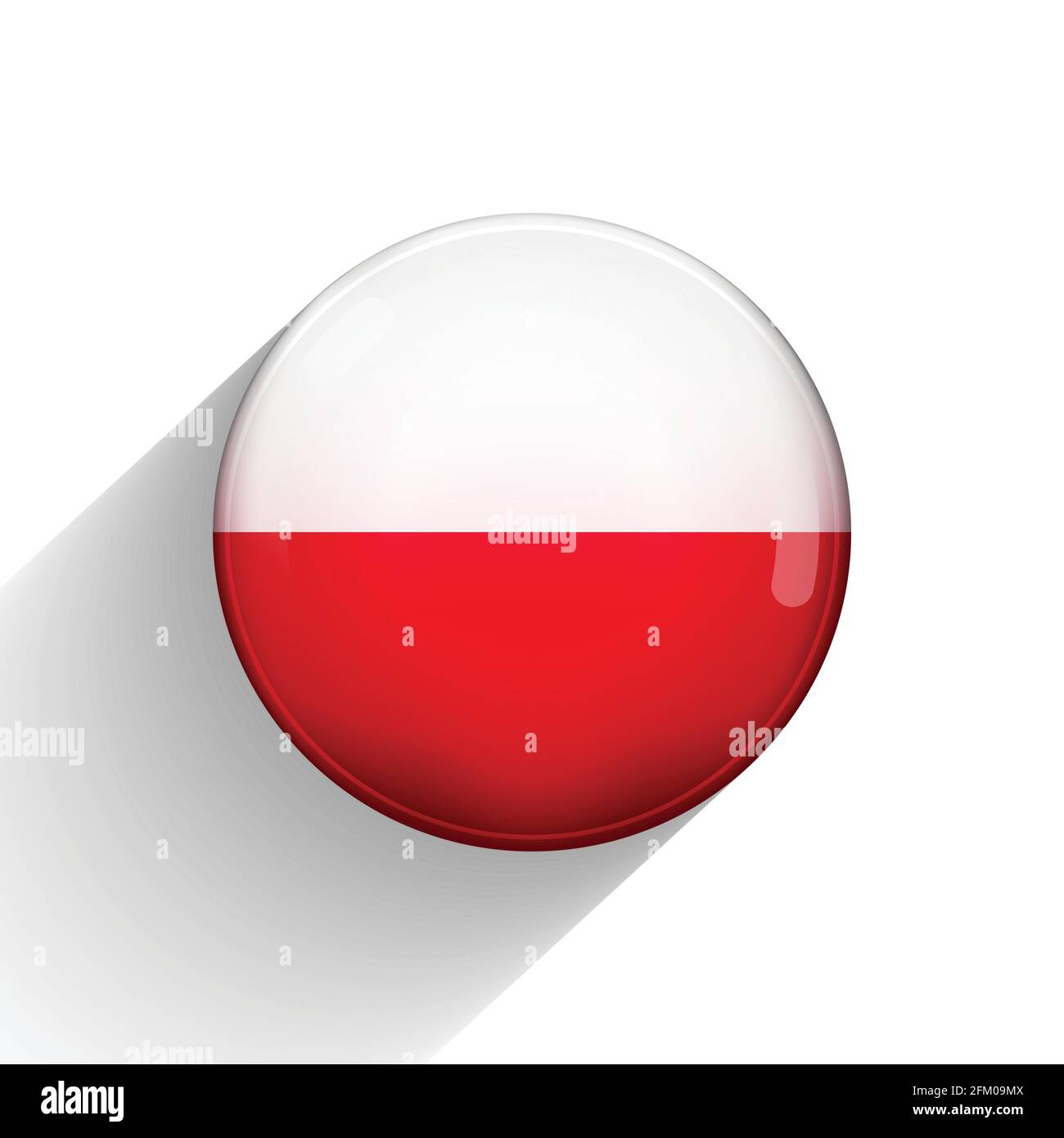 Glass light ball with flag of Poland. Round sphere, template icon ...