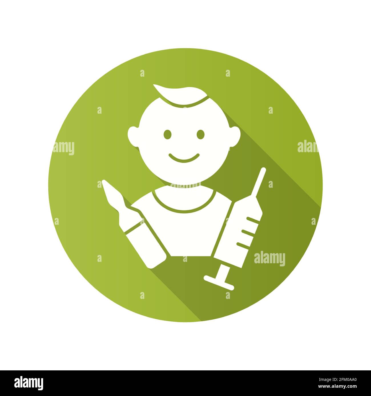 Child vaccine icon. Simple illustration with long shadow isolated for ...