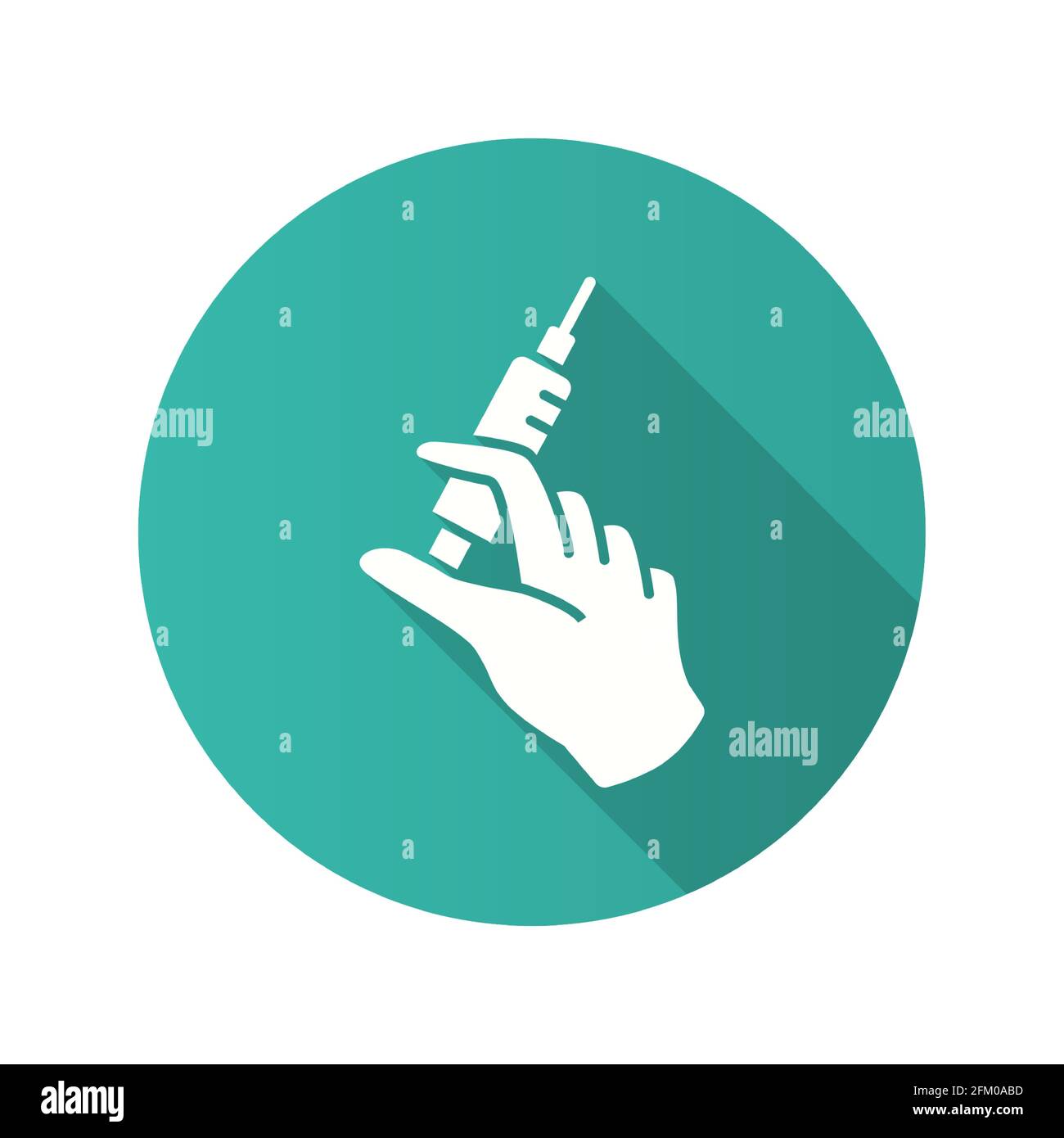 Syringe Injection in hand icon. Simple illustration with long shadow ...
