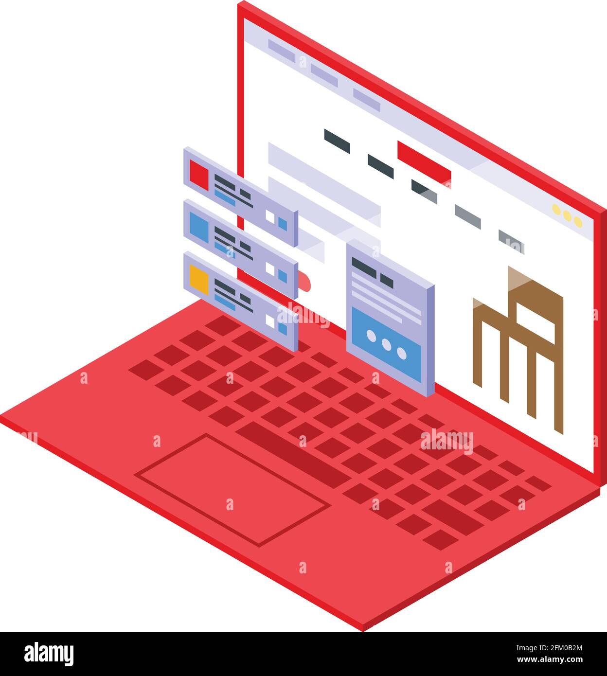 Interface laptop icon. Isometric of Interface laptop vector icon for ...