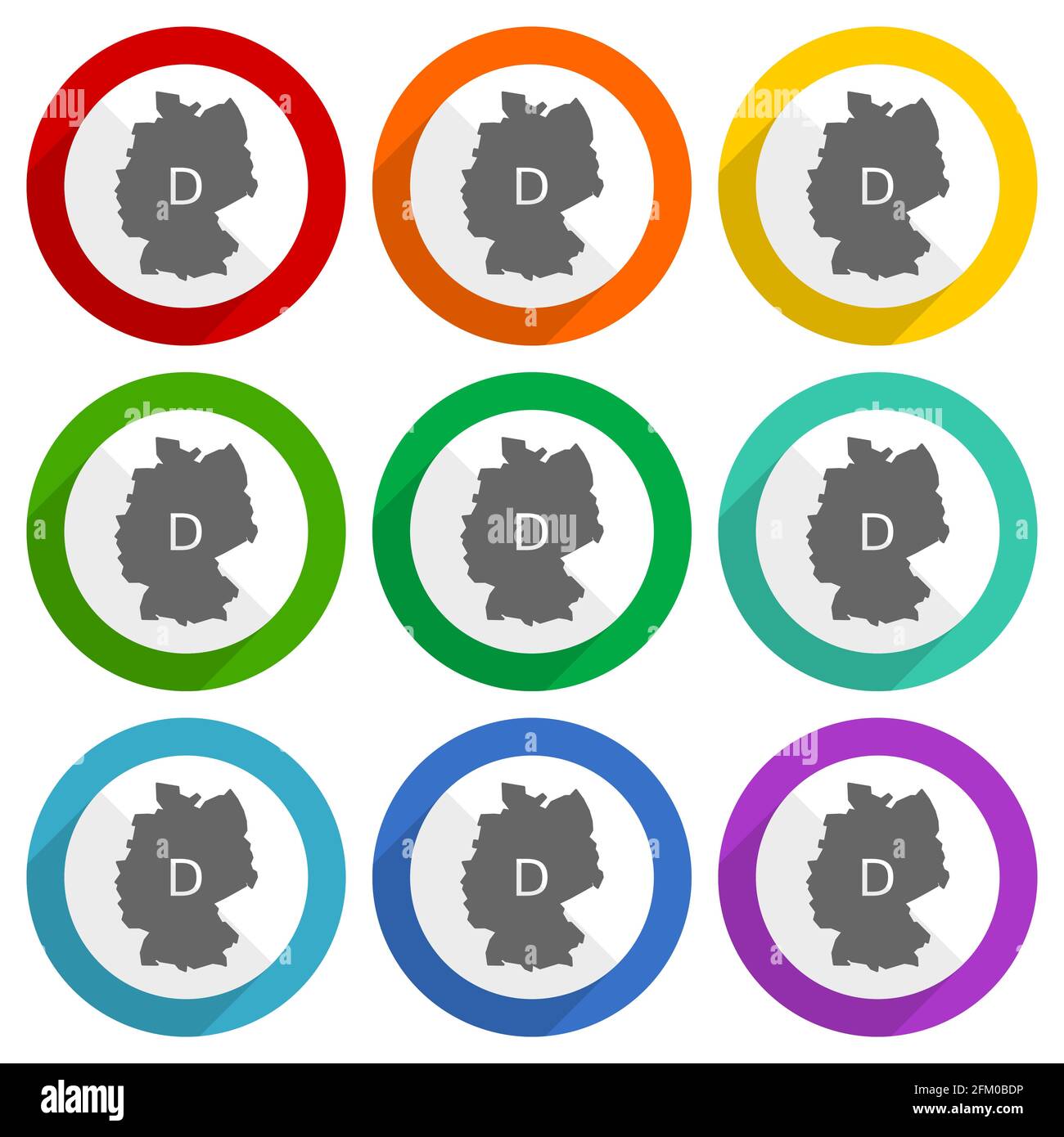 Map of Germany vector icons, set of colorful flat design buttons for ...