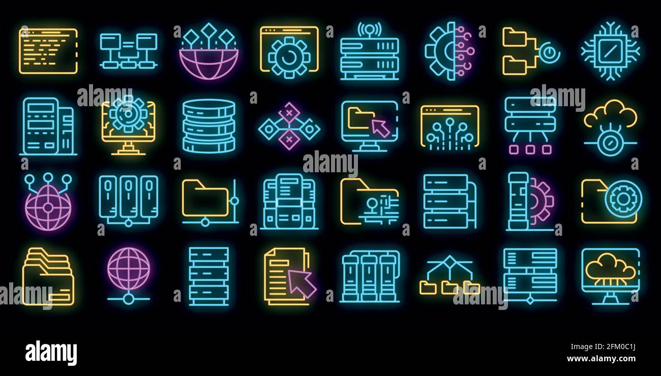 Data center icons set. Outline set of data center vector icons ... Data center icons set. Outline set of data center vector icons ...