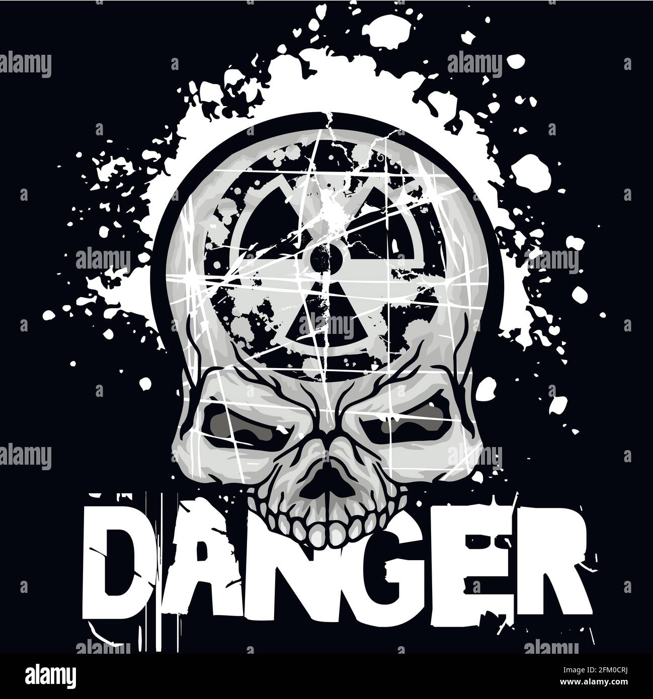 radiation sign with skull, grunge vintage design t shirts Stock Vector ...