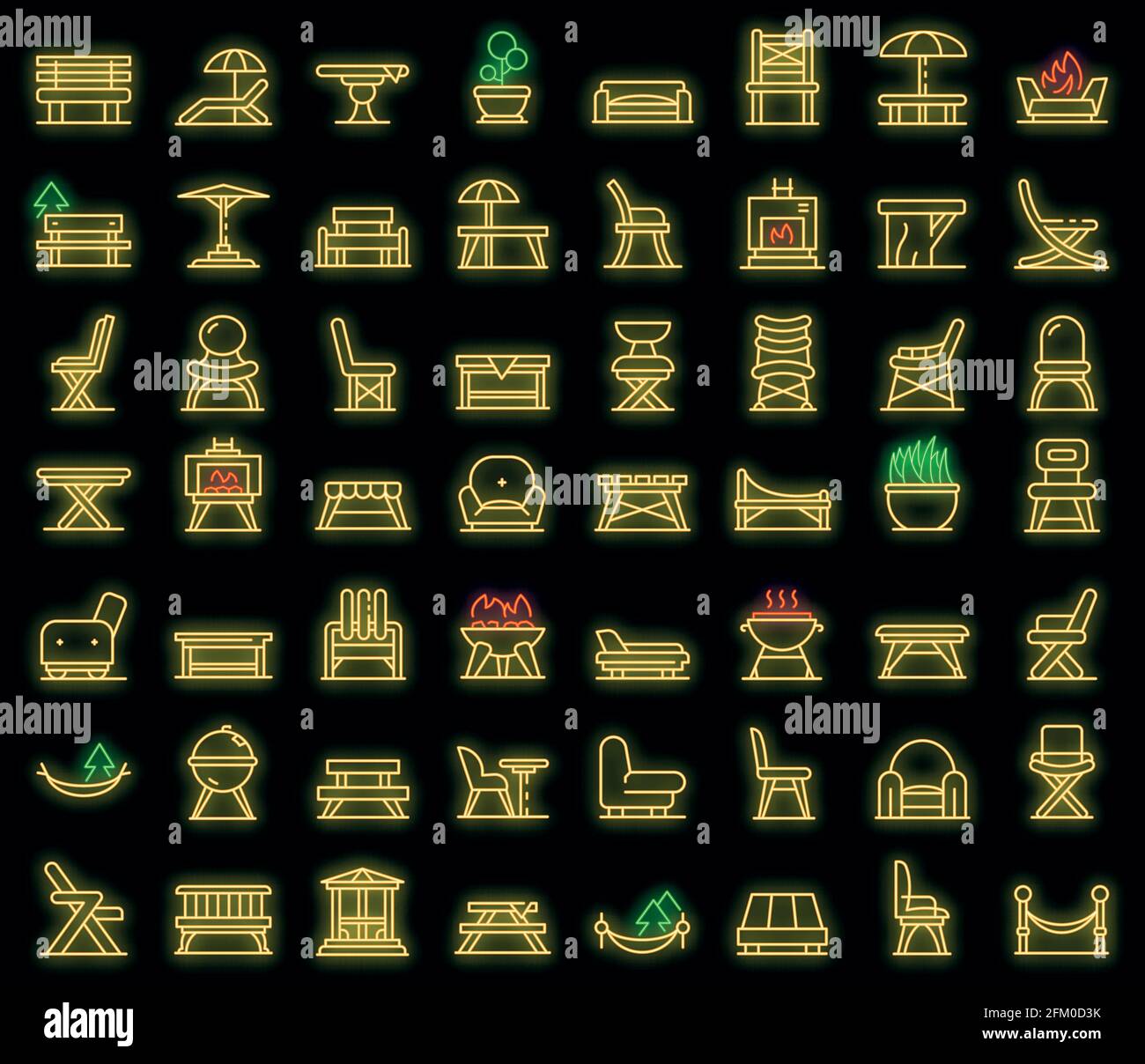 Garden furniture icons set. Outline set of Garden furniture vector ...