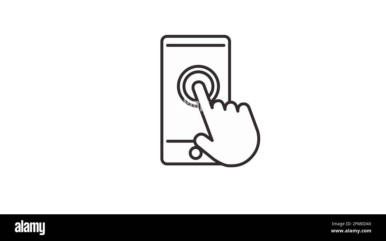 Hand click icon. Vector isolated black and white flat illustration ...
