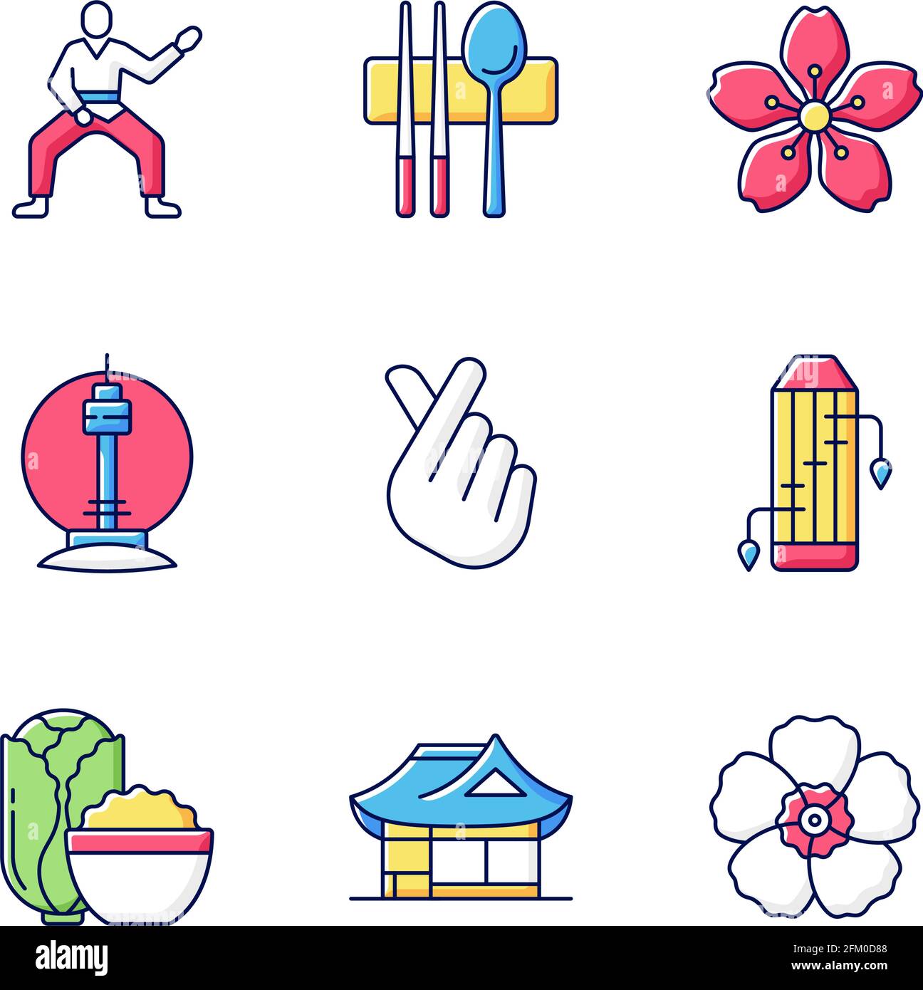 Korean culture RGB color icons set Stock Vector Image & Art - Alamy
