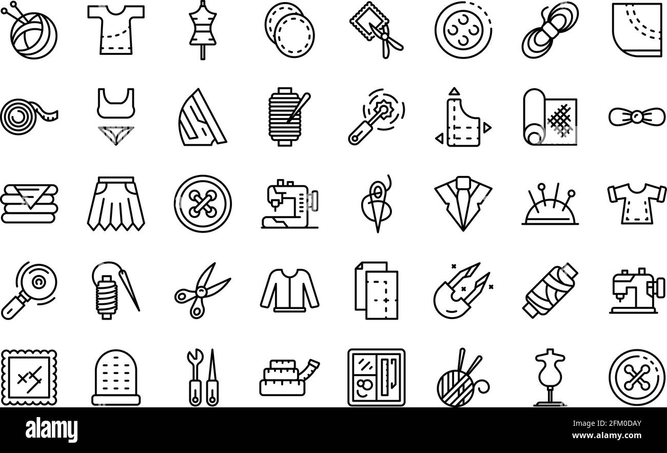 Haberdashery icons set. Outline set of haberdashery vector icons for ...