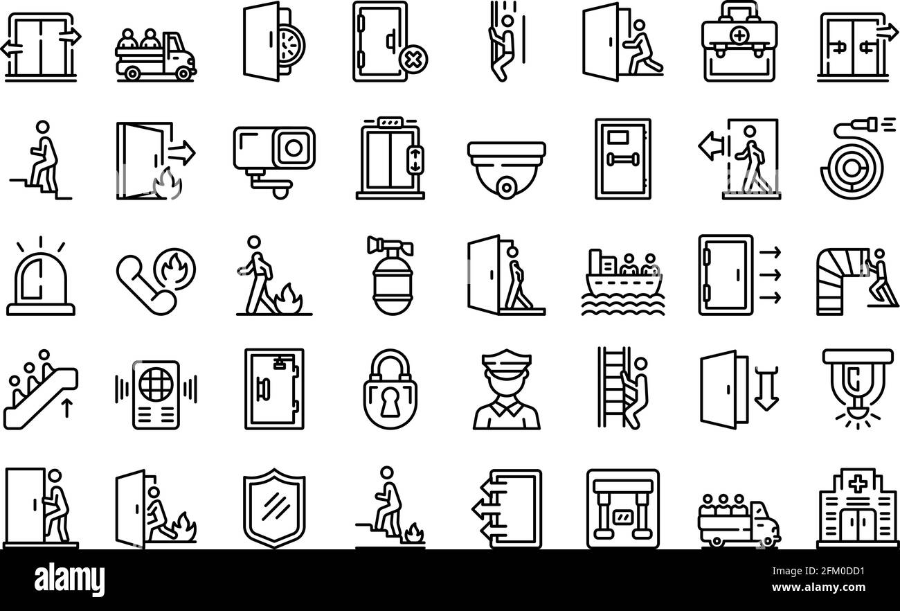 Human Evacuation Icons Set Outline Set Of Human Evacuation Vector Icons For Web Design Isolated