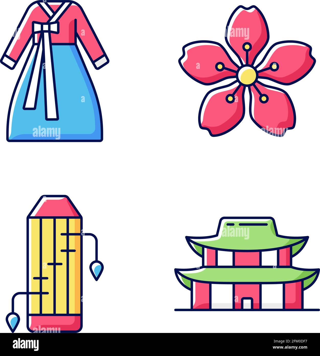 Korean ethnic symbols RGB color icons set Stock Vector Image & Art - Alamy