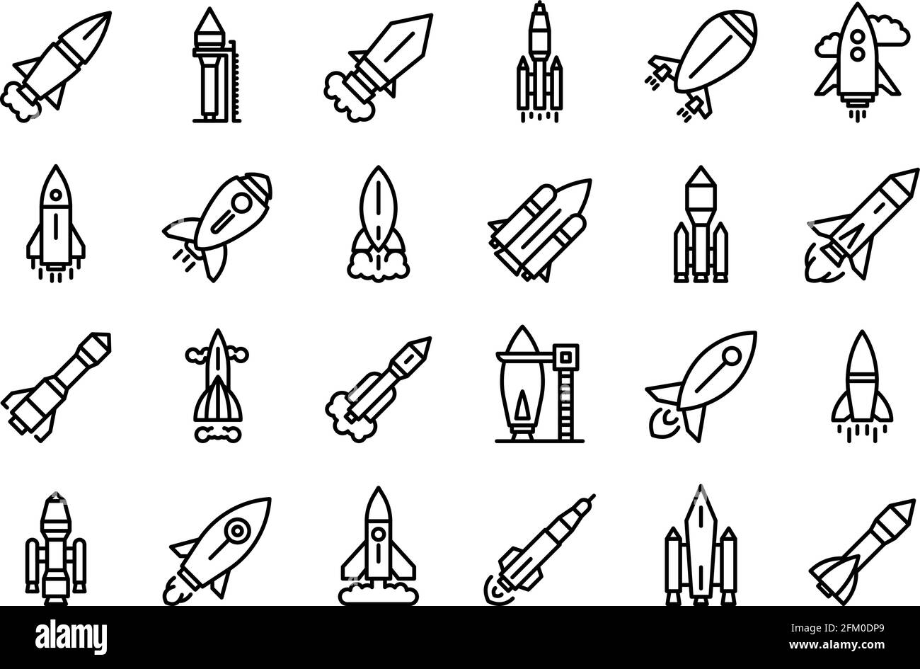 Spacecraft launch icons set. Outline set of spacecraft launch vector ...