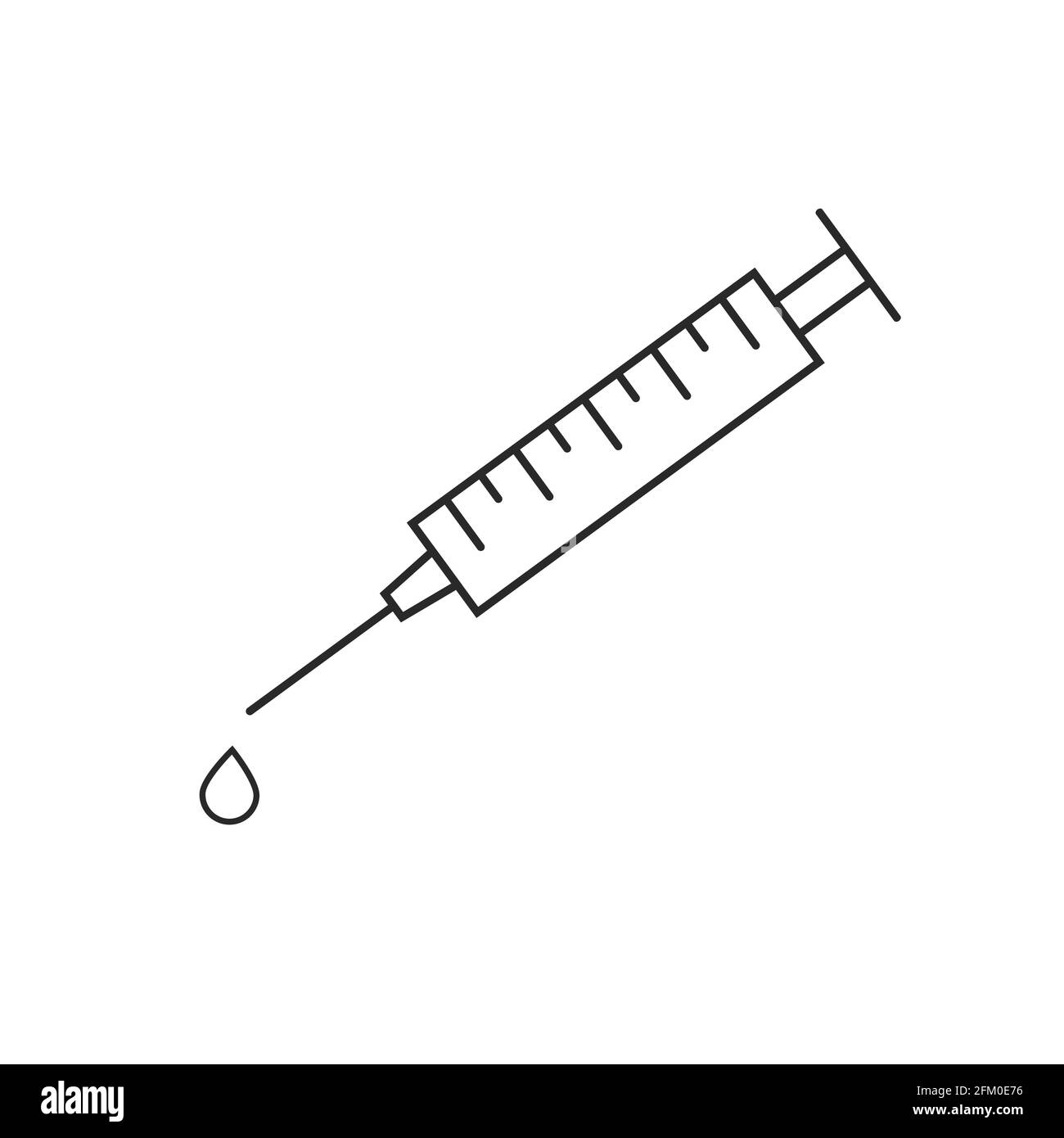 Syringe line art icon or injection and vaccination concept. Vector ...