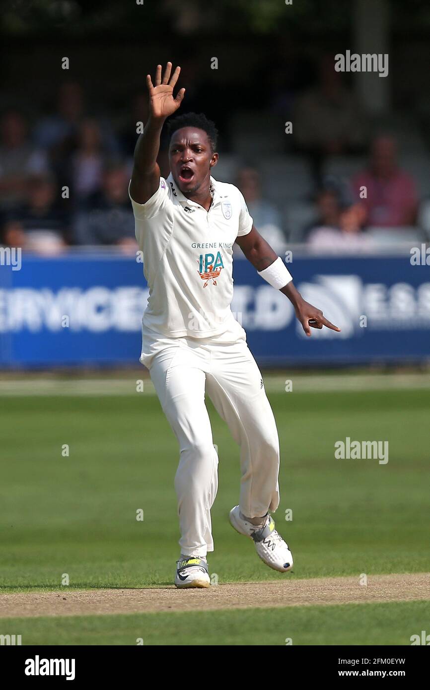 Fidel Edwards of Hampshire appeals for a wicket during Essex CCC vs ...